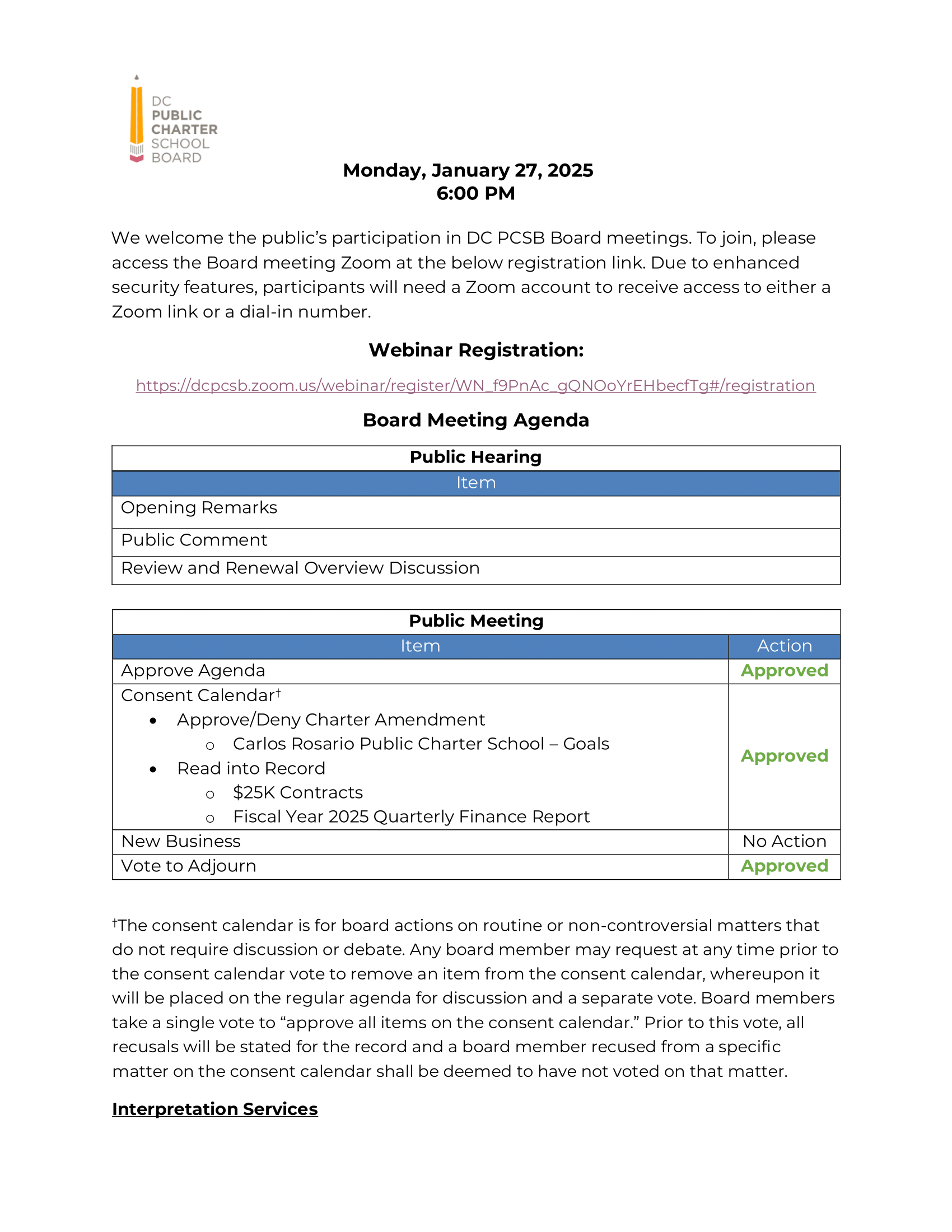 Board Meeting January 2025 Dc Pcsb